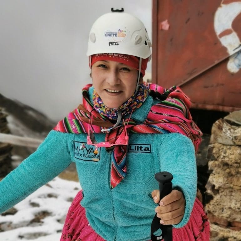 The Climbing Cholitas of Bolivia climb wearing their traditional skirts